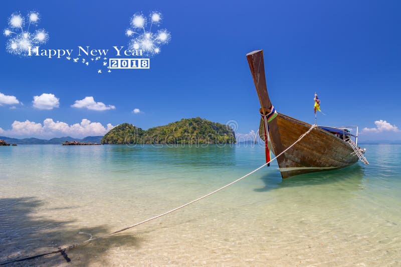Happy New Year 2018 and Sea Background Stock Photo - Image of andaman ...