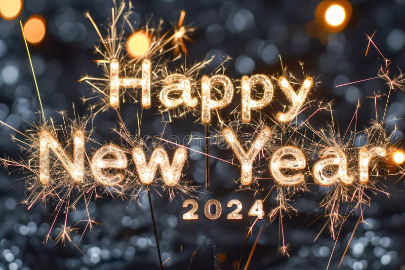 Happy New Year Sign on a Christmas Tree. Stock Illustration ...