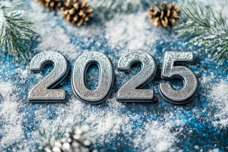 Happy New Year 2025 with Silver Numbers. Stock Photo - Image of ...