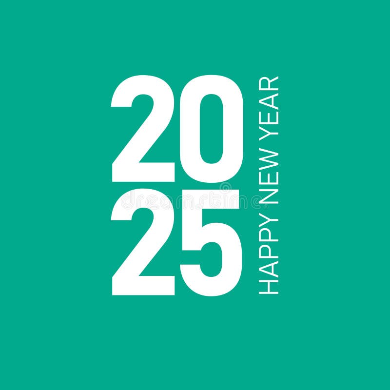 2025 Happy New Year Simple Style White Font and Green Background Stock ...