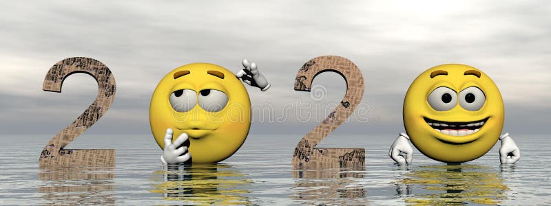 Happy New Year 2020 with Smileys - 3d Rendering Stock Illustration ...