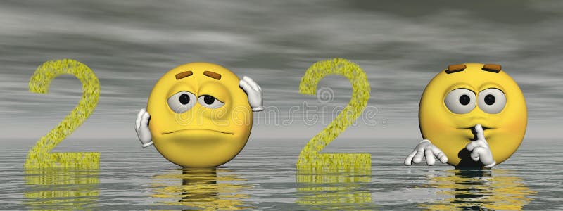 Happy New Year 2020 with Smileys - 3d Rendering Stock Illustration ...