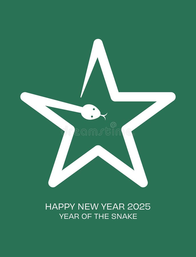 Happy New Year of the Snake 2025 Minimalist Snake Vector Stock Vector ...