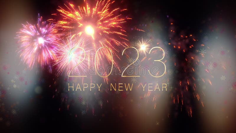 2023 Happy New Year with Snowflakes and Firework Stock Video - Video of ...