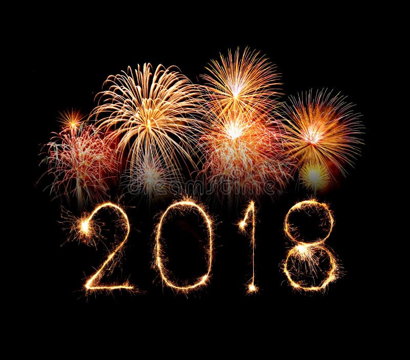 Happy New Year 2018 with Sparkle Firework at Night Stock Image - Image ...