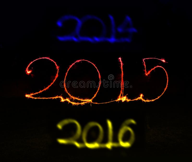 Happy New Year - 2015 Sparkler Stock Image - Image of background, digit ...