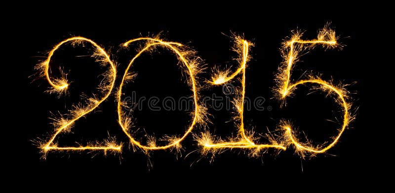 Happy New Year - 2015 with Sparklers Stock Photo - Image of gold ...