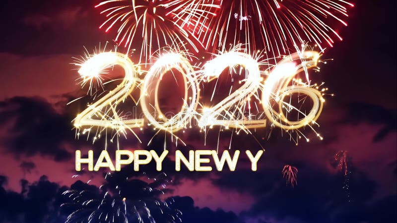 Happy New Year 2026 Sparkling and Exploding Fireworks Stock Footage ...