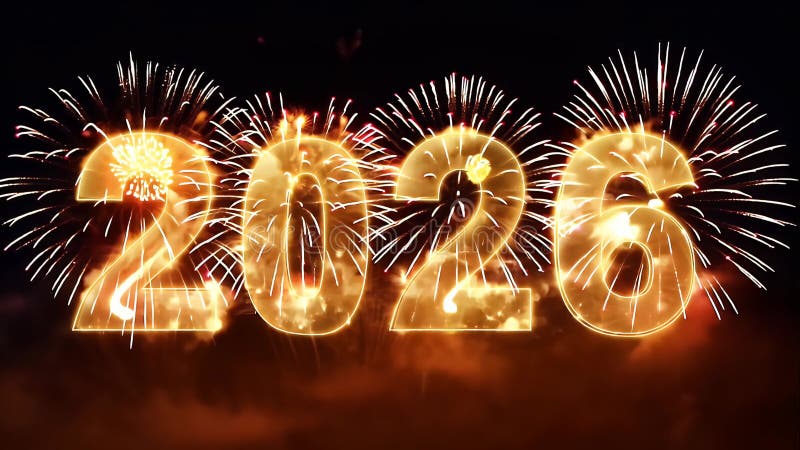 Happy New Year 2026 Sparkling and Exploding Fireworks Stock Video ...