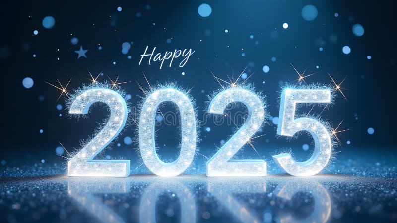 Happy New Year 2025 Sparkling Numbers. Concept of Celebration, Holiday ...