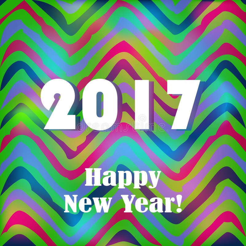 Happy New 2017 Year on Striped, Zigzag Pattern. Stock Vector ...