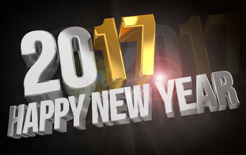 2017 Happy New Year. 2017 Sylvester Gold 3d Render Stock Illustration ...