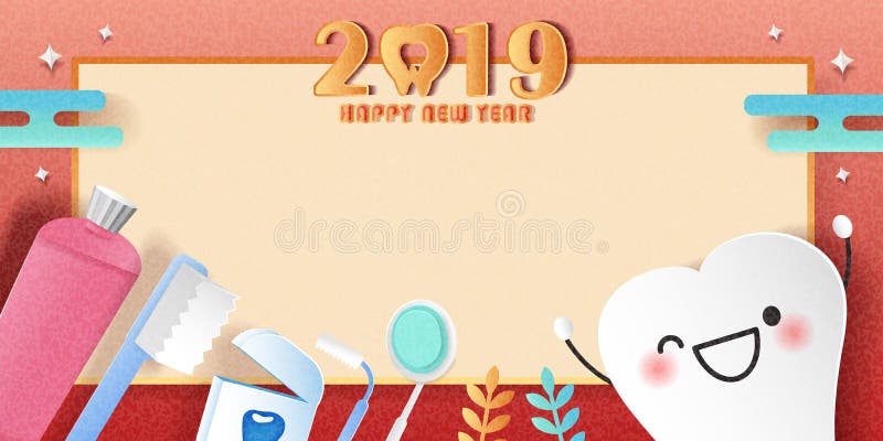 Happy new year with teeth stock vector. Illustration of oral - 134075819