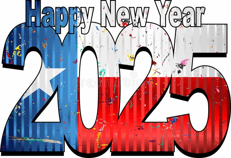 Happy New Year 2025 with Texas Flag Inside Stock Vector - Illustration ...