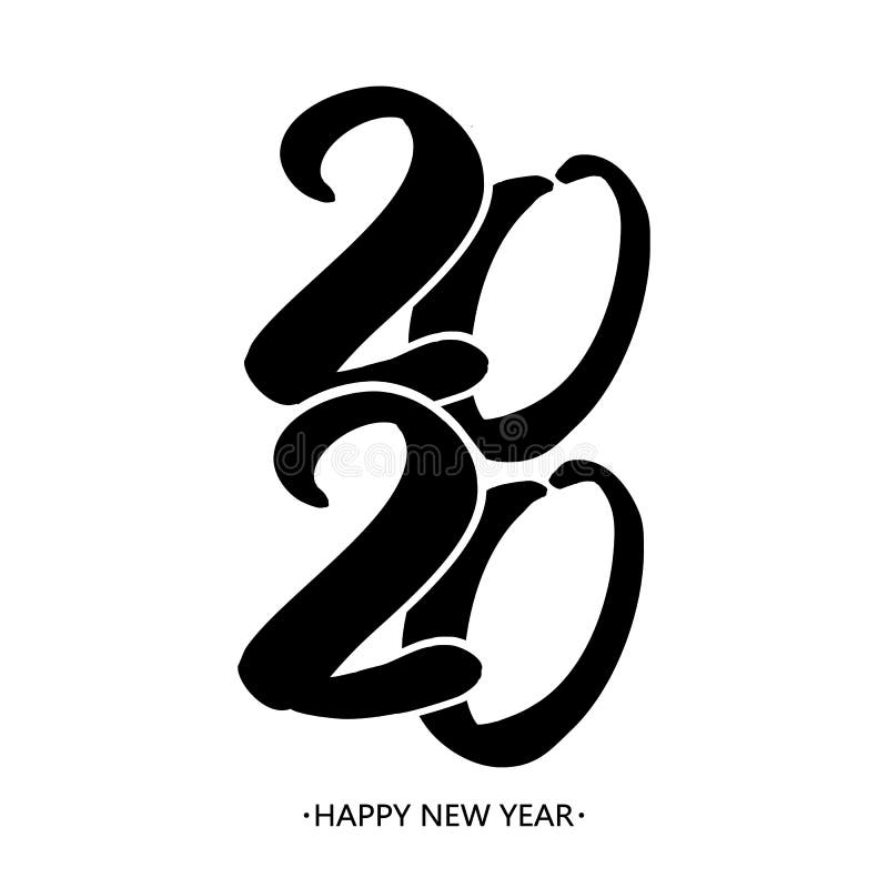 Happy New Year 2020 Text Design Calligraphy Logo, Vector Stock Vector ...