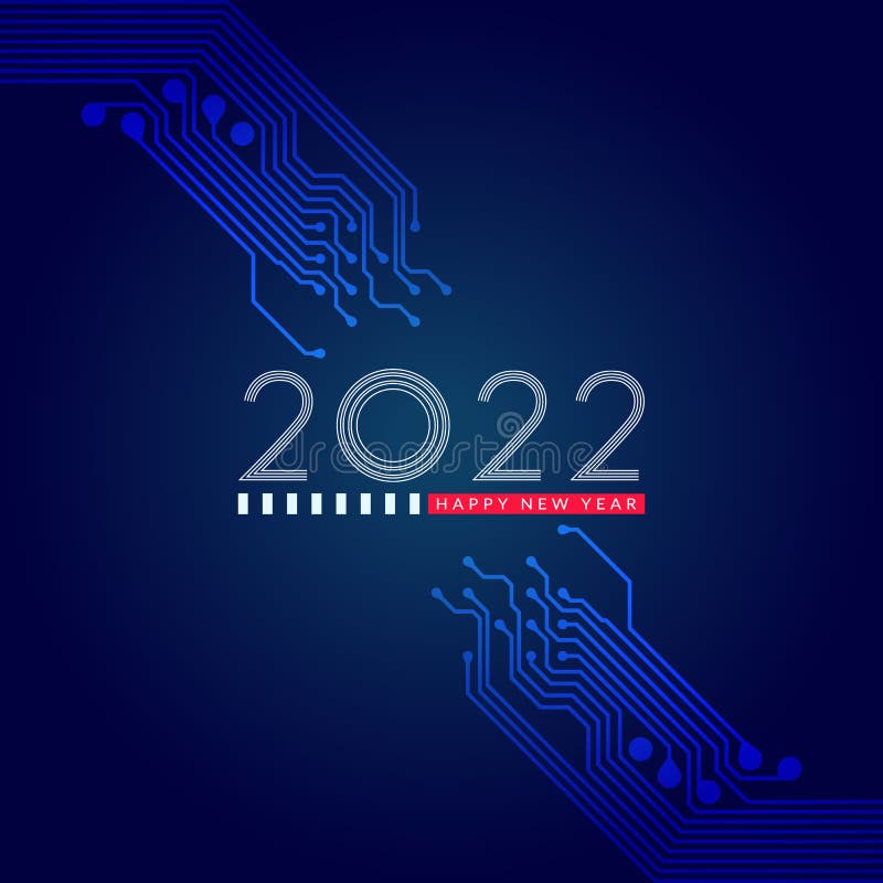2022. Happy New Year 2022 Text Design with Circuit Board Technology ...