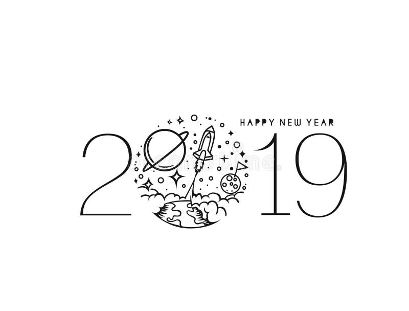 Happy New Year 2019 Text Design Future Patter Stock Vector ...