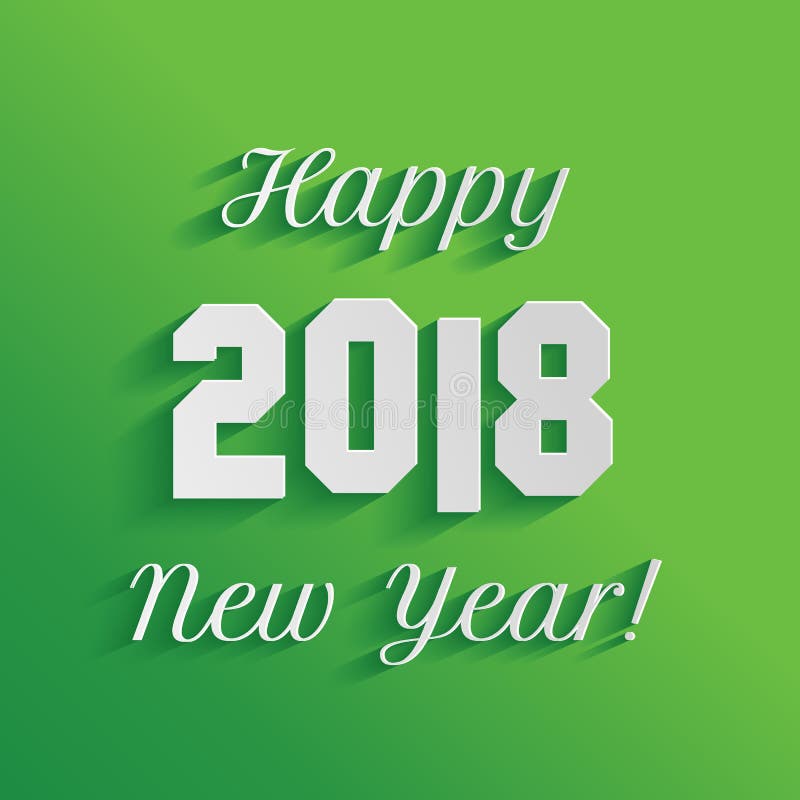 Happy New Year 2018 Text Design on Green Background Stock Vector ...