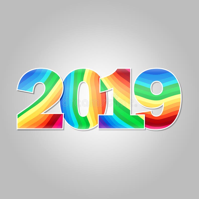 Happy New Year 2019 Text Design Stock Vector - Illustration of white ...
