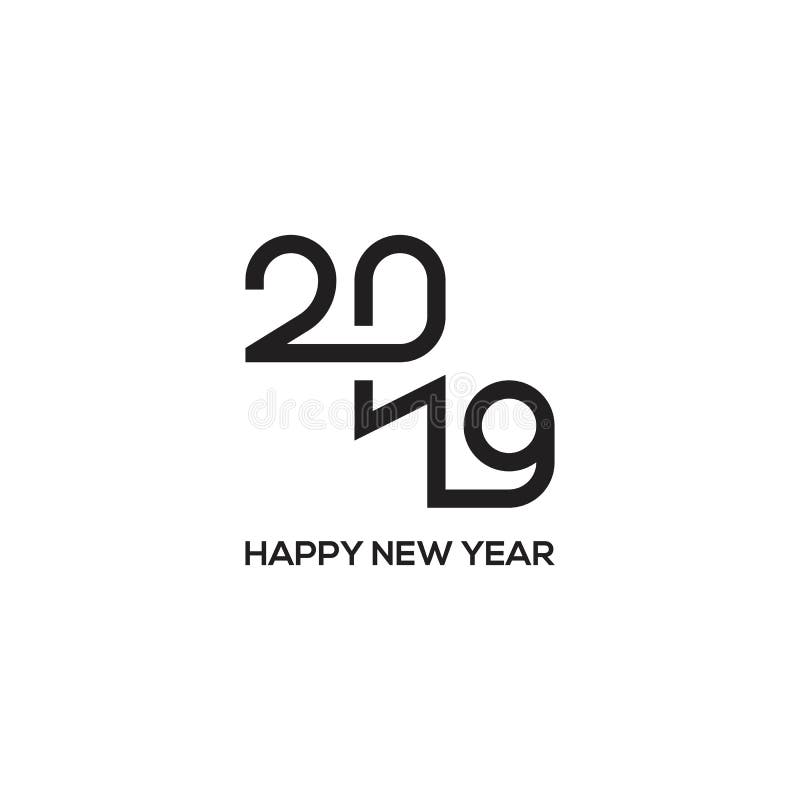 Happy New Year 2019 Text Design Illustration Stock Vector ...