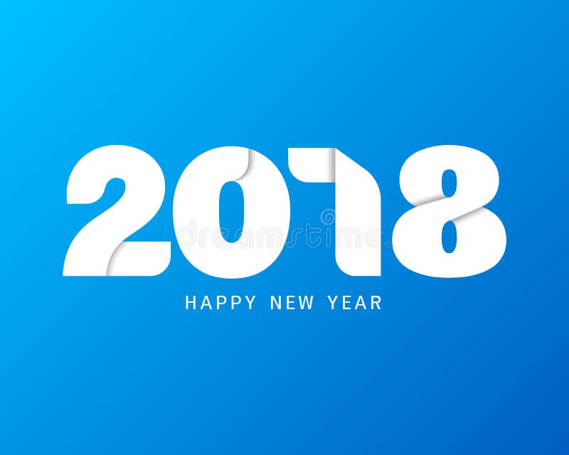 Happy New Year 2018 Text Design. Modern Text with Paper Craft St Stock ...