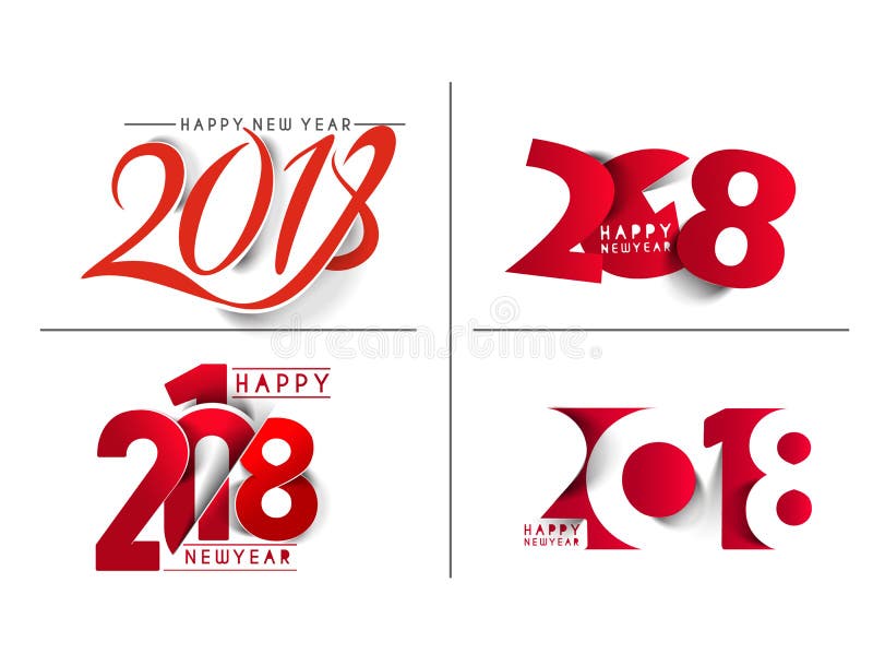 Happy New Year 2018 Text Design Stock Vector - Illustration of ...