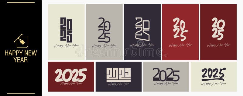Happy New Year 2025 Text Design Template. Calligraphy Numbers 2025 ...