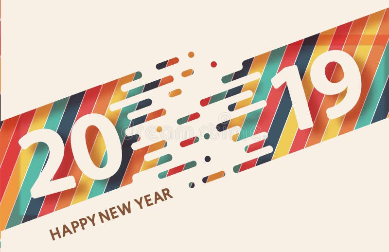 Happy New Year 2019 Text Design Vector Stock Vector - Illustration of ...