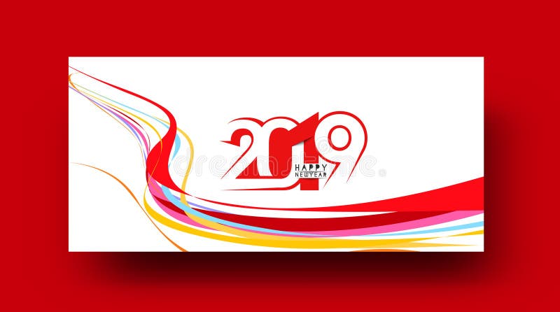 Happy New Year 2019 Text Design Stock Vector - Illustration of card ...