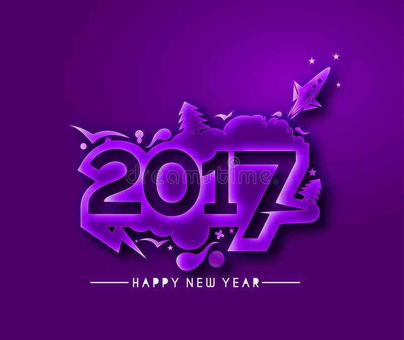 Happy New Year 2017 Text Design Stock Vector - Illustration of january ...