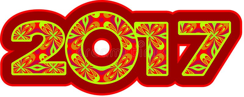 Happy New Year 2017 Text Design Vector. Red with Ornaments Stock Vector ...