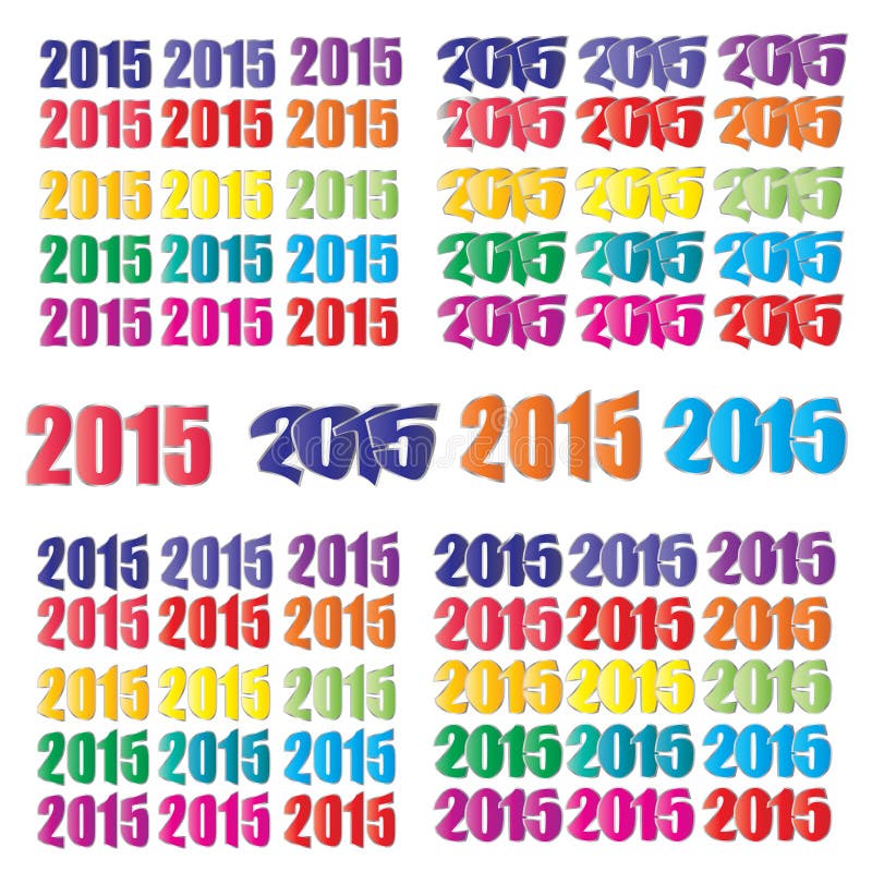 Happy New Year 2015 Text Designs - Vector 2015 Set Stock Vector ...