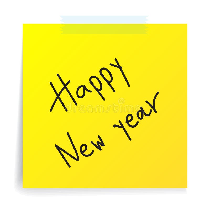 Happy New Year Text on Paper Note Stock Vector - Illustration of number ...
