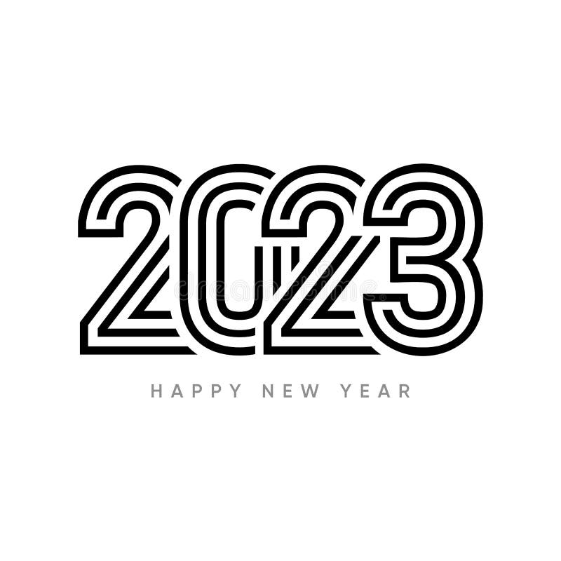 Happy New Year 2023 Text Typography Sign Design Stock Illustrations