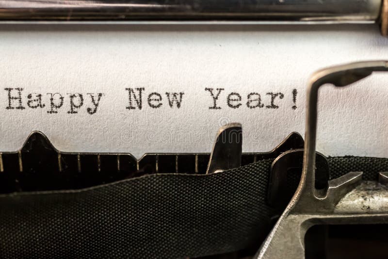 Happy New Year Text Written by Old Typewriter Stock Photo - Image of ...