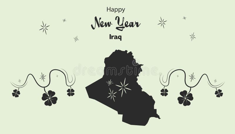 Happy New Year Theme with Map of Iraq Stock Illustration - Illustration ...