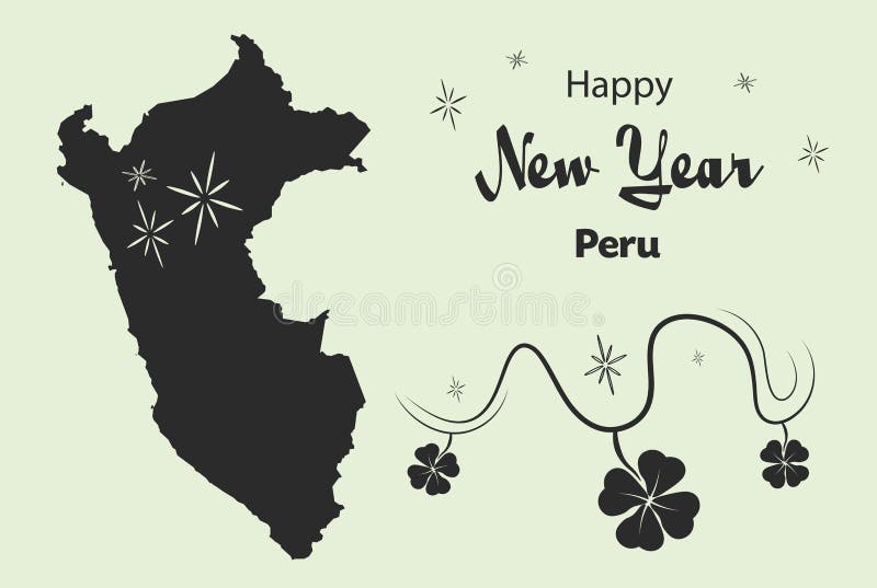 Happy New Year Theme with Map of Peru Stock Illustration - Illustration ...