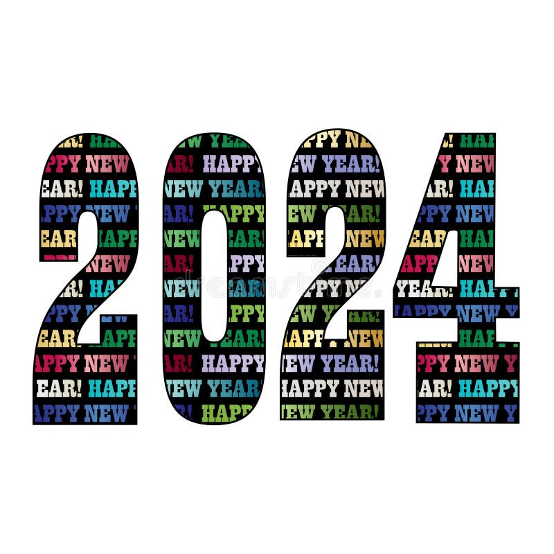 2024 Happy New Year Typography Graphic Pattern Stock Vector ...