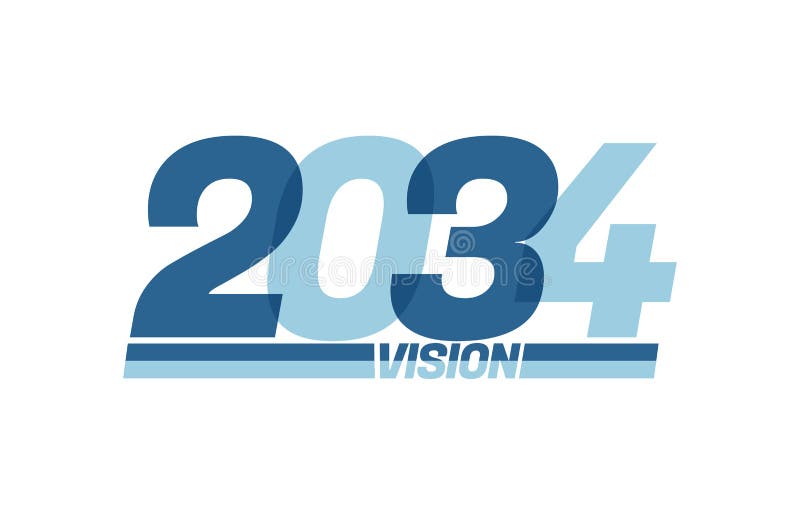 Happy New Year 2034. Typography Logo 2034 Vision, 2034 New Year Banner ...