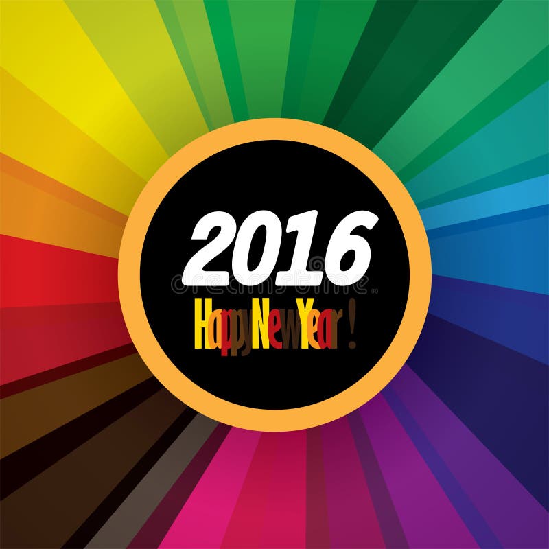 Happy New Year 2016 Vector Design Icon on Colorful Background Stock ...