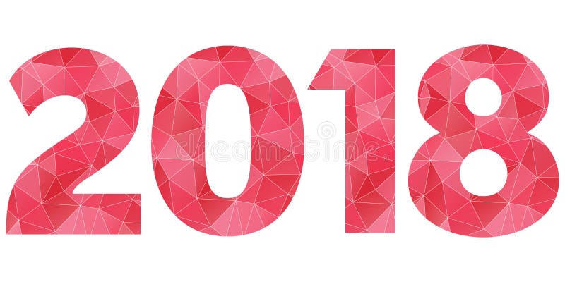 Happy New Year 2018 Vector Logo. Red and Pink Polygonal Symbol Isolated ...