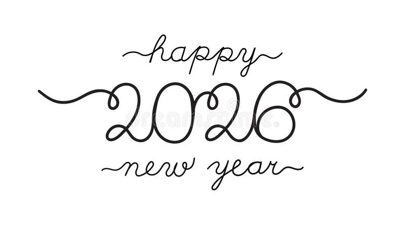 Happy New Year 2026 White Greeting Hand Lettering Stock Vector ...