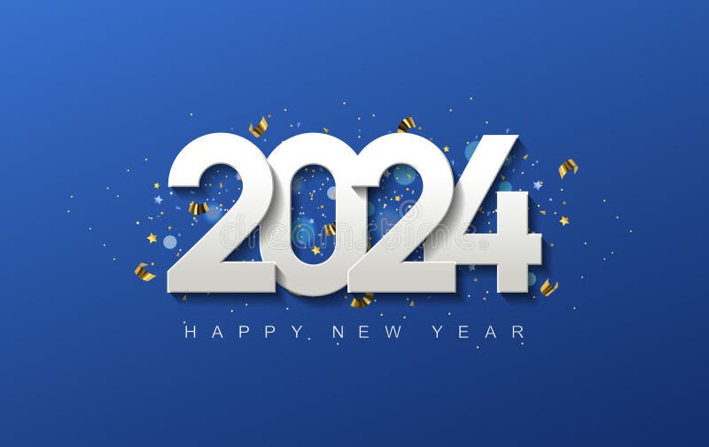 New Year 2024 White Paper Numbers for Calendar Header with Gradient ...