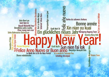 Happy New Year Words cloud stock image. Image of stars - 61644313