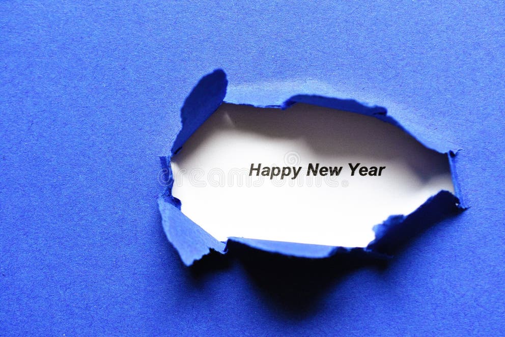 Happy New Year Write on White and Blue Background Stock Photo - Image ...