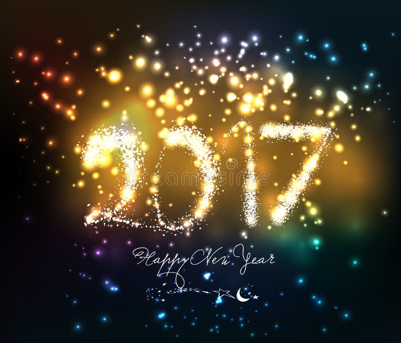 Gold Glitter Happy New Year 2017 Background. Stock Illustration ...