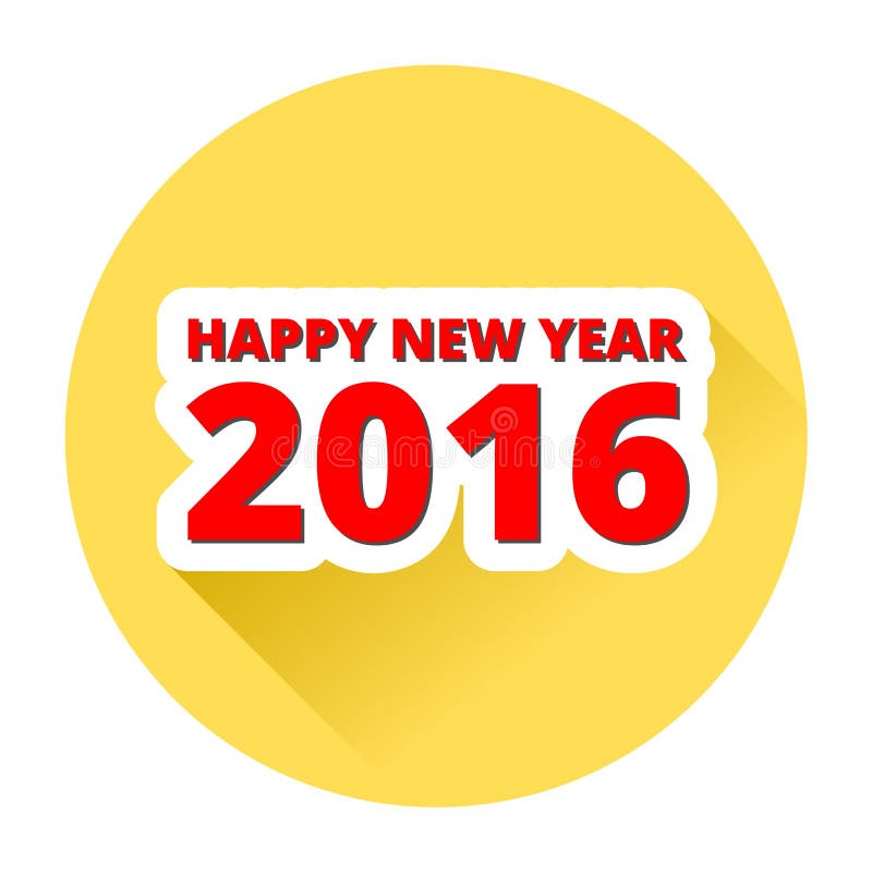 Happy New 2016 Year Yellow Button with Long Shadow Stock Vector ...