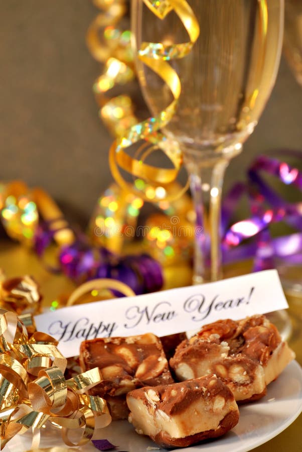 Happy New Year; Chamagne, Party Hat and Confetti Stock Image - Image of ...