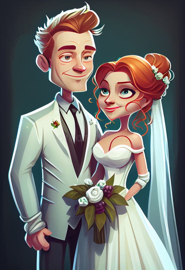 Happy Newlywed Couple. AI Generated Stock Illustration - Illustration ...