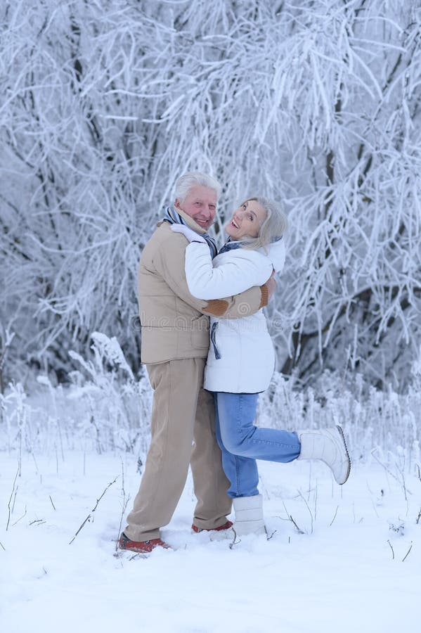 Happy Old Couple Dancing in Winter Outdoors Stock Image - Image of nice ...
